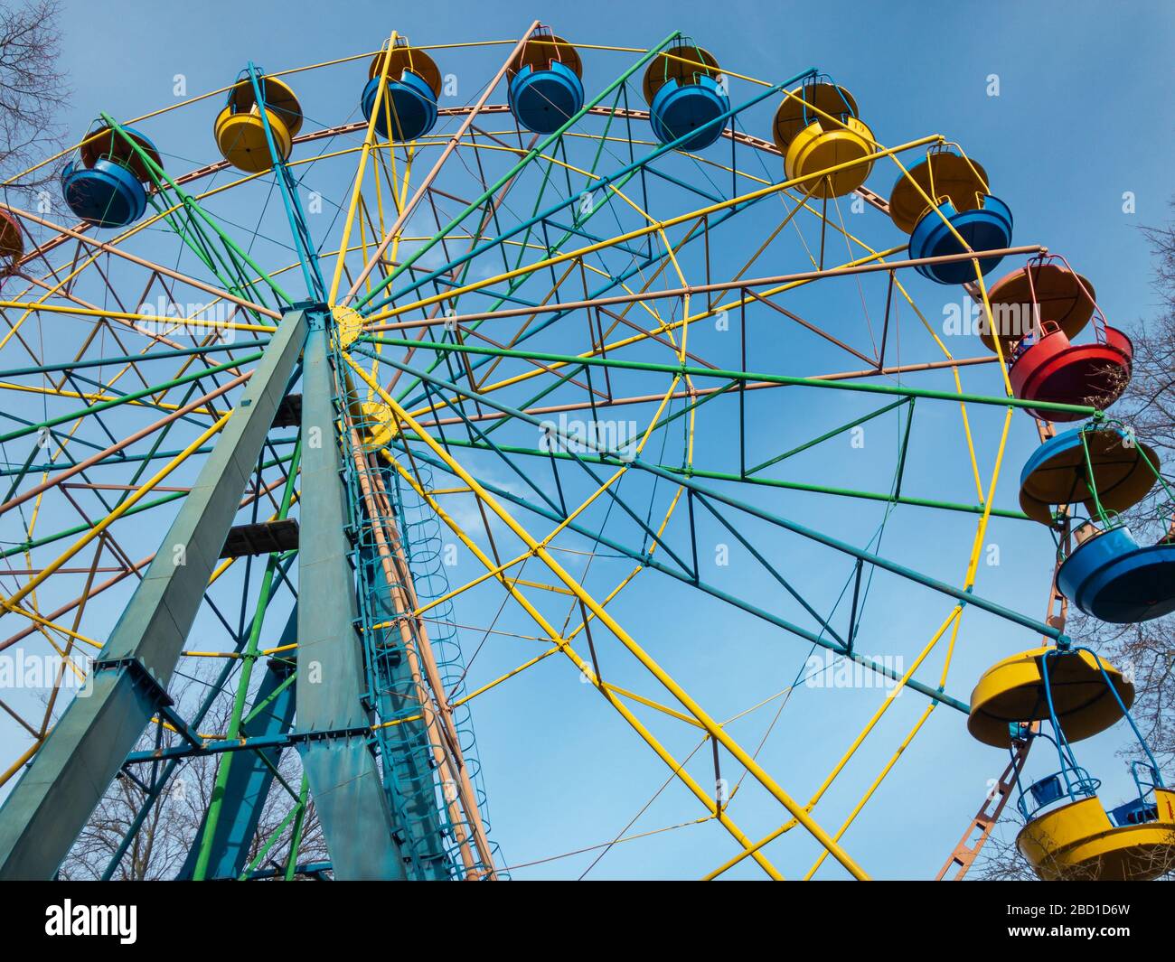 Old empty ferris wheel close-up located in Kremenchuk city, Ukraine ...