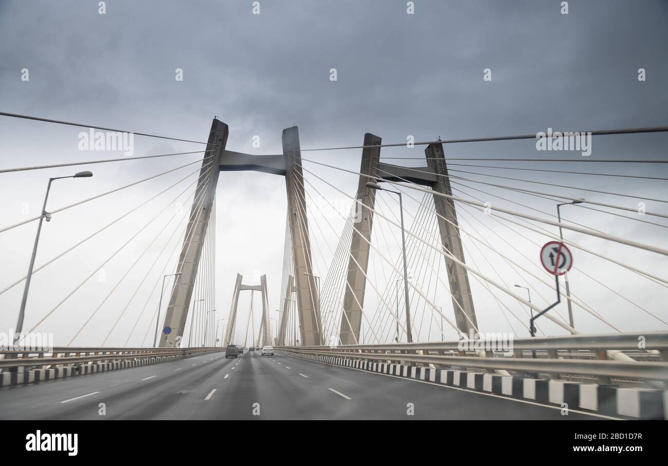 Bandra Worli Sea Link is a cable bridge in Mumbai, India Stock Photo ...