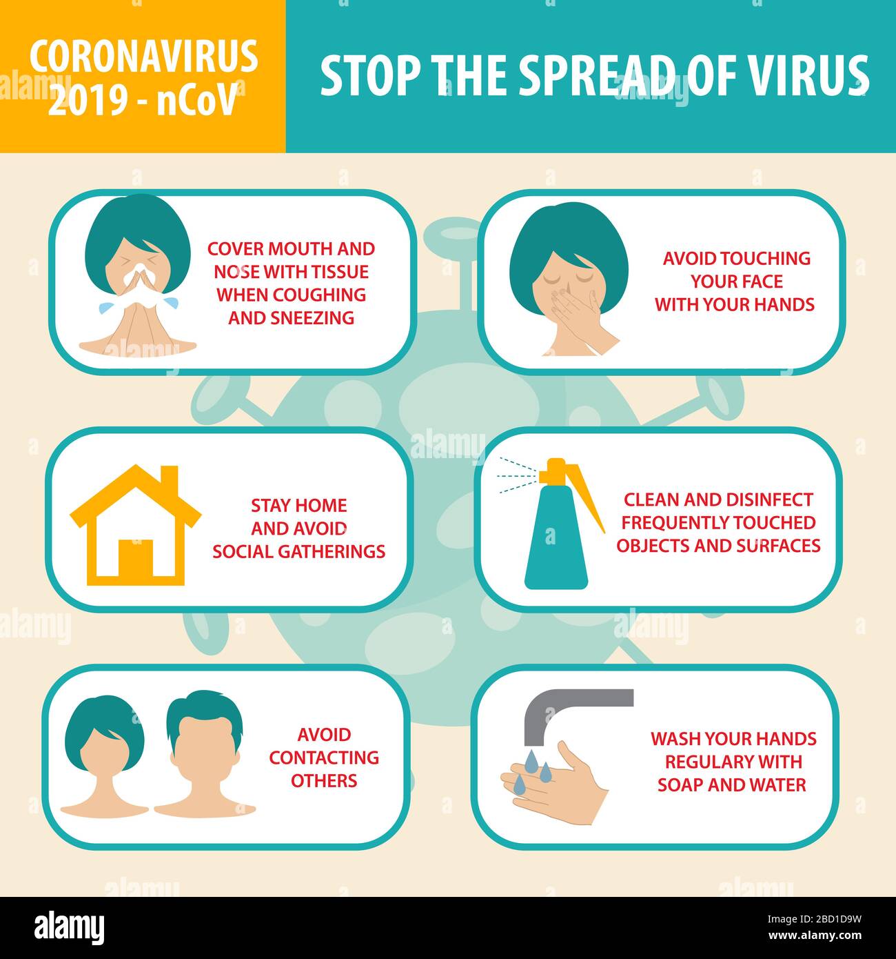 Infographic elements of the new coronavirus. Covid-19 stop the spread ...
