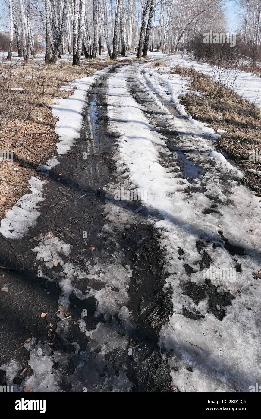 Spring dirty road Stock Photo - Alamy