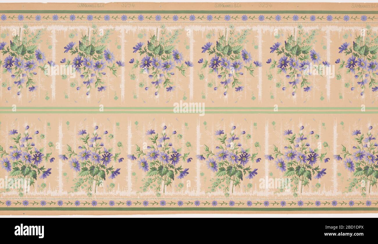 Frieze. Research in ProgressClusters of blue flowers with green leaves ...