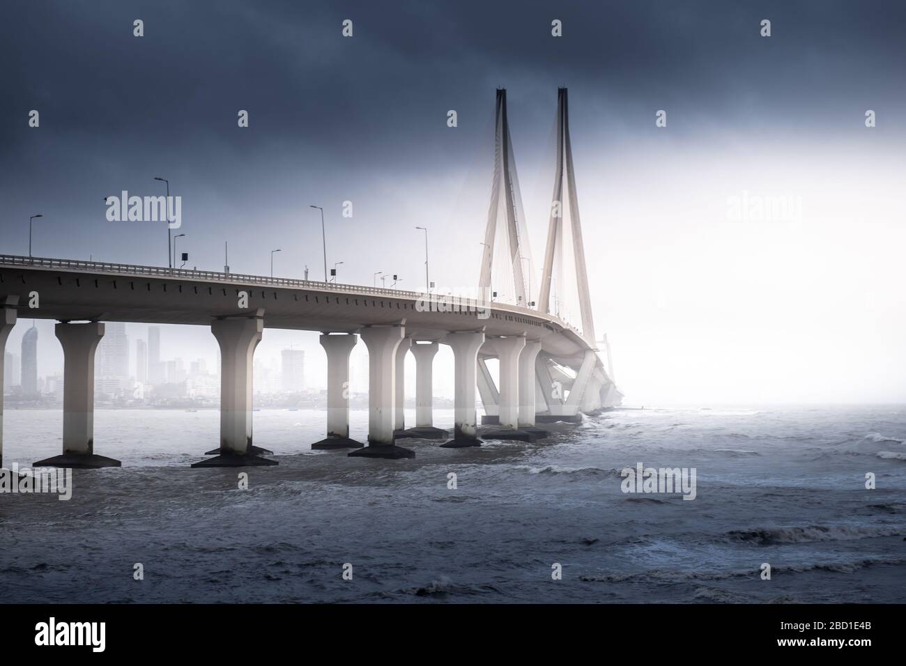 Bandra Worli Sea Link is a cable bridge in Mumbai, India Stock Photo ...