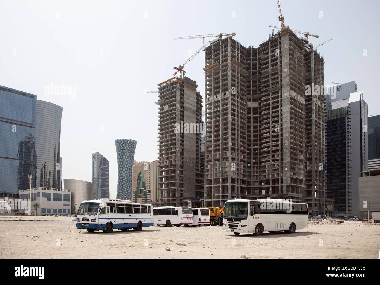Construction of Tower blocks in the Middle Eastern city of Doha, Qatar ...