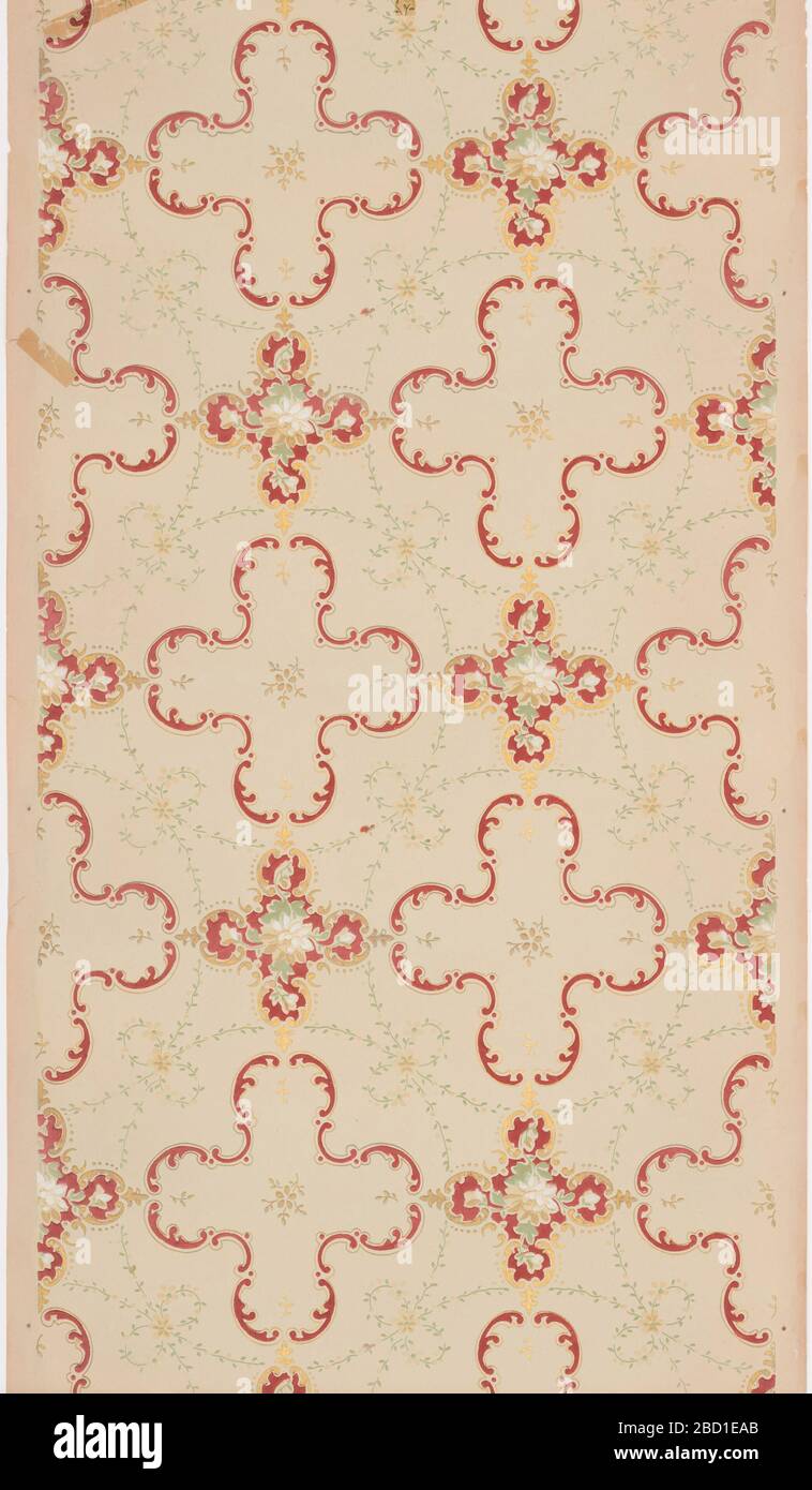 Ceiling paper. Research in ProgressThick red C-scrolls that form ...