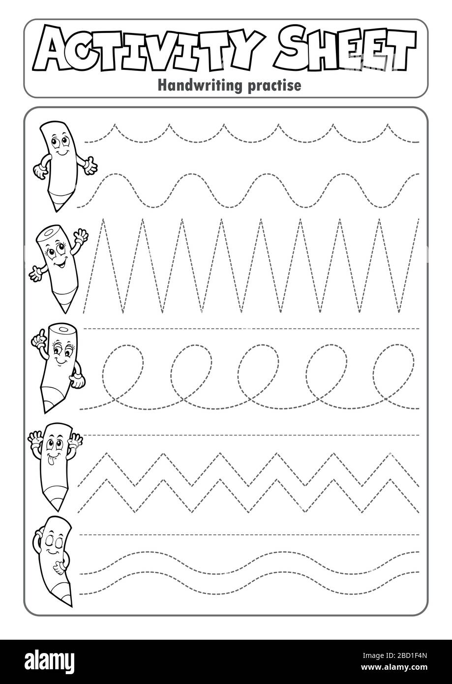 Activity sheet handwriting practise 2 - eps10 vector illustration Stock ...