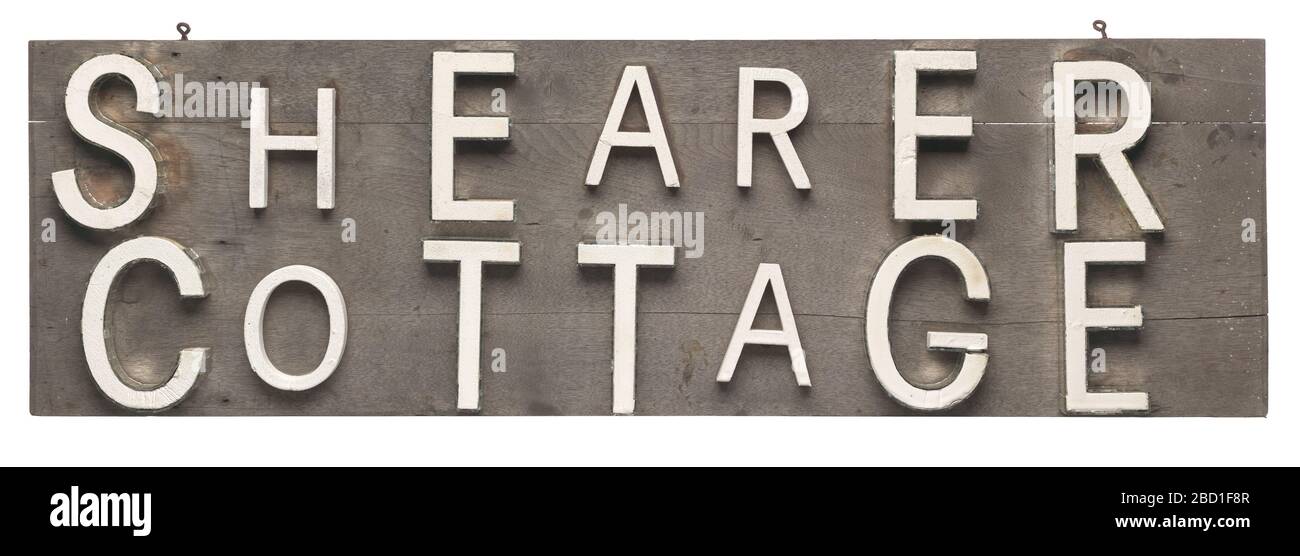 Sign from Shearer Cottage. A wooden sign from Shearer Cottage on Martha ...