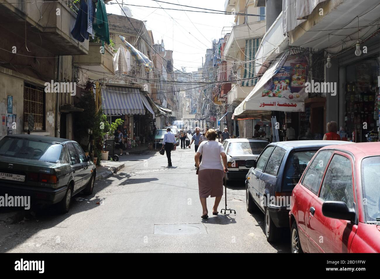 Beirut, Lebanon - June 9, 2017: View of narrow streets in the old area ...