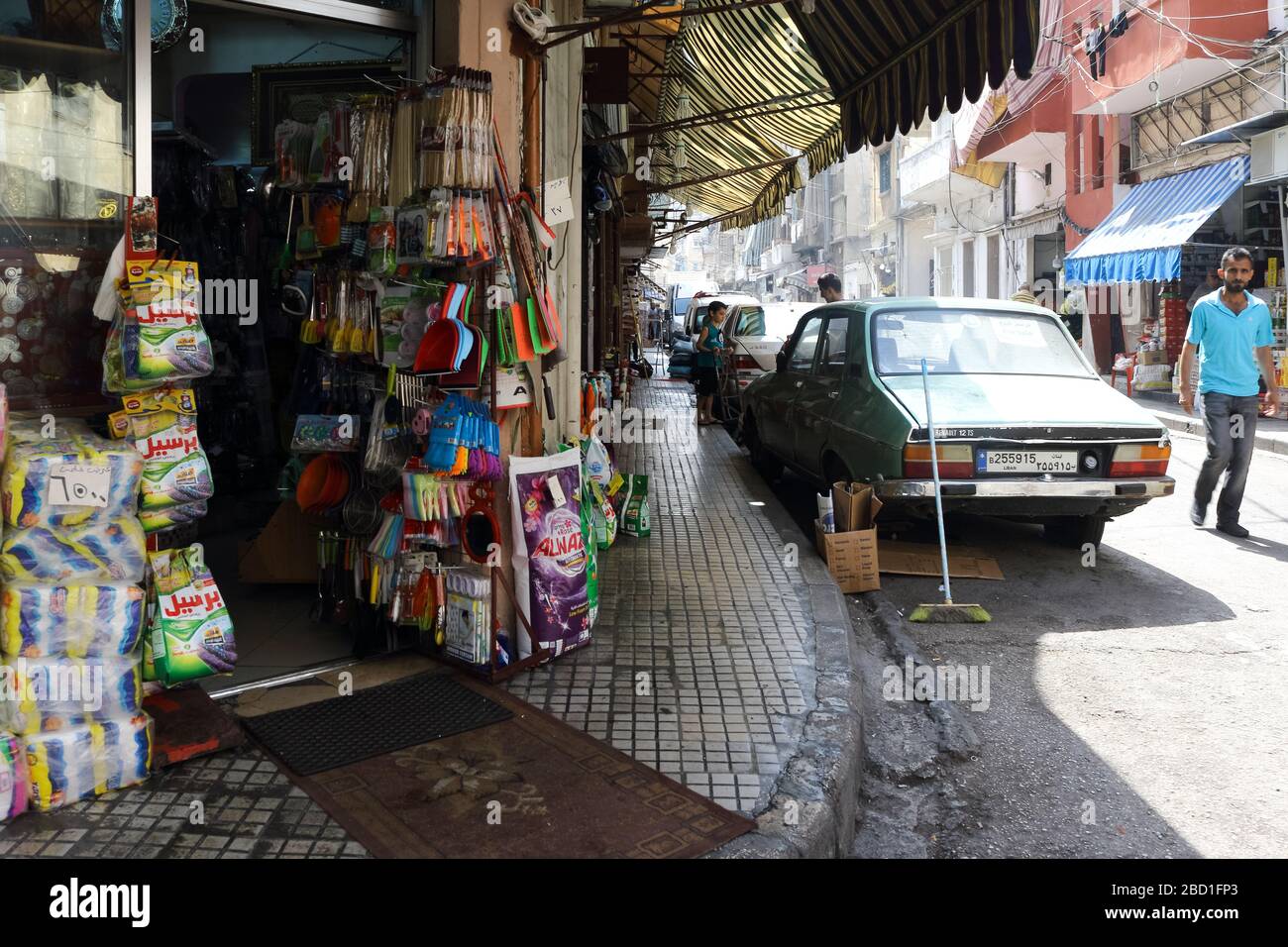 Beirut, Lebanon - June 9, 2017: View of narrow streets and shops in the ...