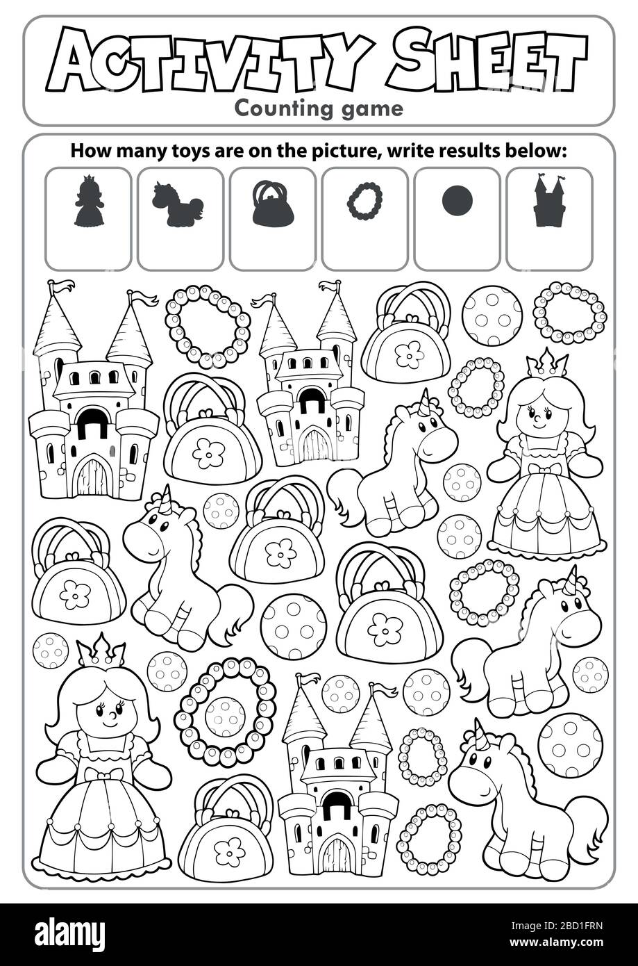 Activity sheet counting game 8 - eps10 vector illustration Stock Vector ...