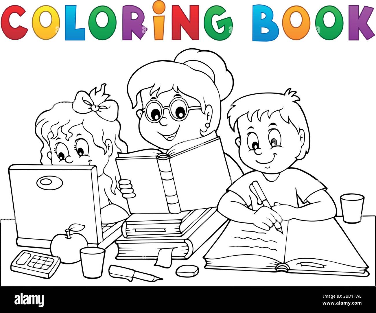 Coloring book home schooling image 1 - eps10 vector illustration Stock ...