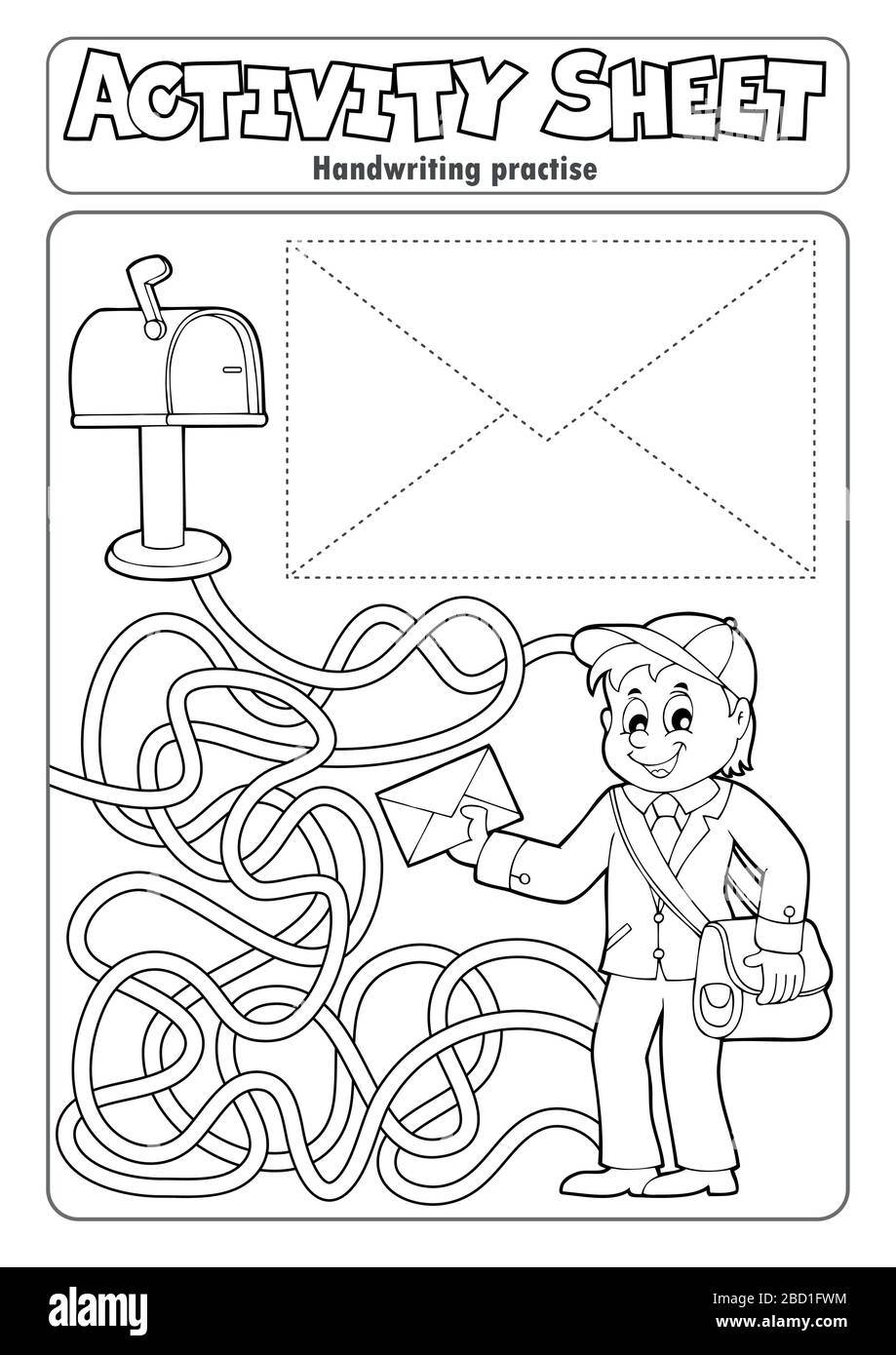 Activity sheet handwriting practise 4 - eps10 vector illustration Stock ...
