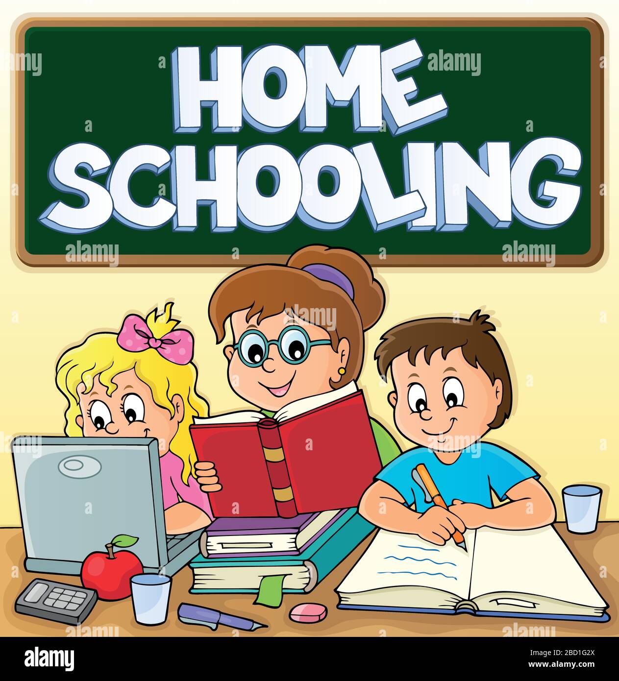 Home schooling theme image 3 - eps10 vector illustration Stock Vector ...