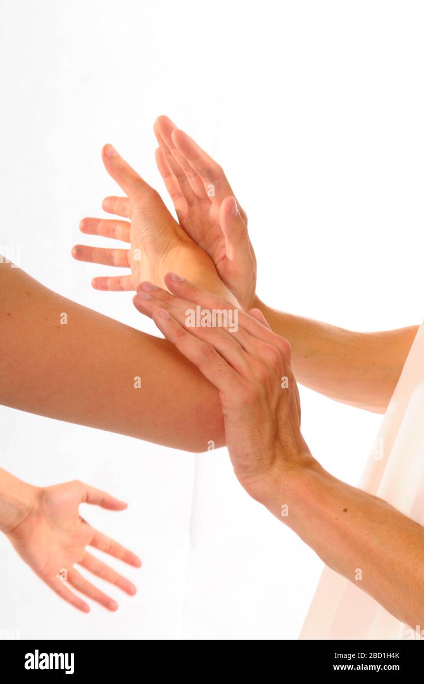 The detail of the woman's and man's hands, which fighting Stock Photo ...