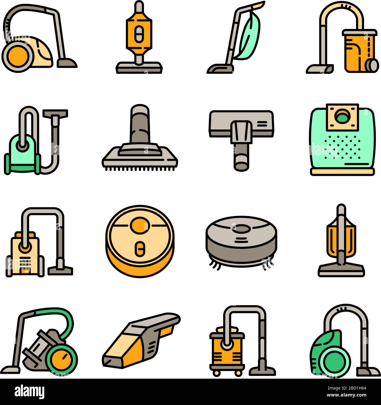 Vacuum cleaner icons set. Outline set of vacuum cleaner vector icons ...