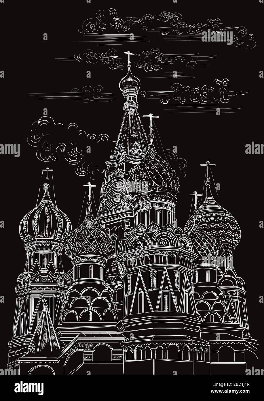Vector sketch hand drawing illustration of Saint Basils Cathedral of ...