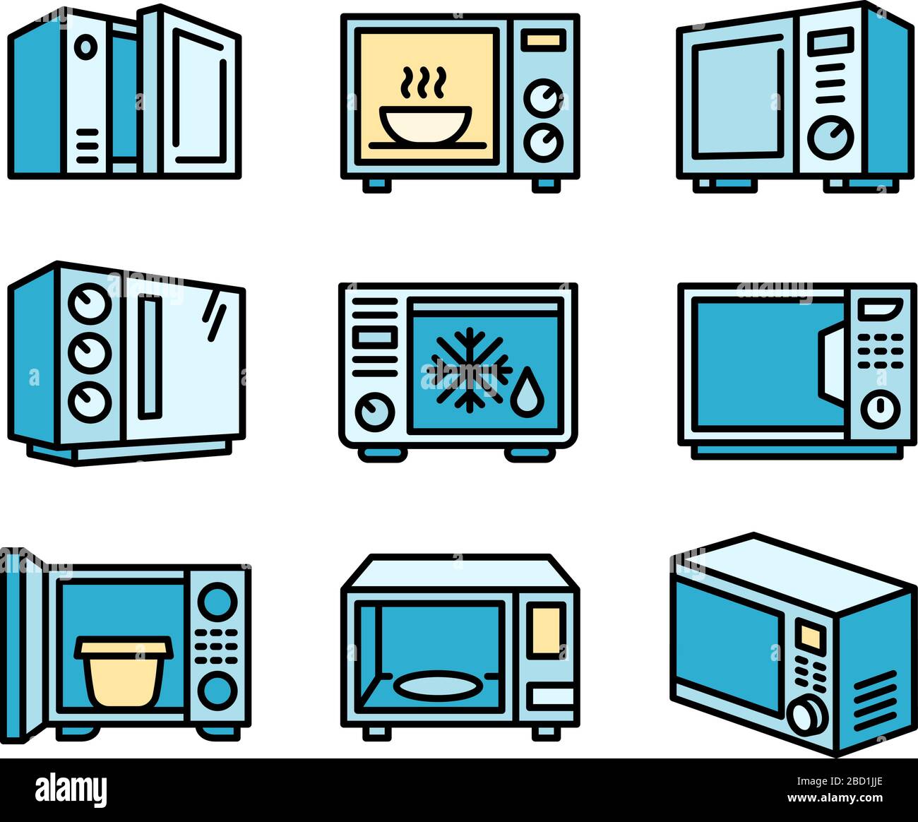 Microwave icons set. Outline set of microwave vector icons for web ... Microwave icons set. Outline set of microwave vector icons for web ...