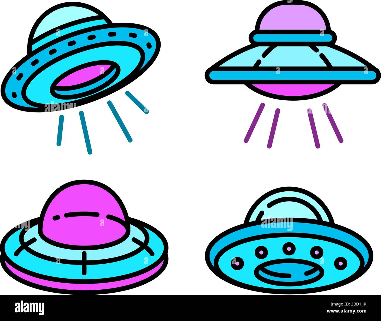 UFO icons set. Outline set of UFO vector icons for web design isolated ...