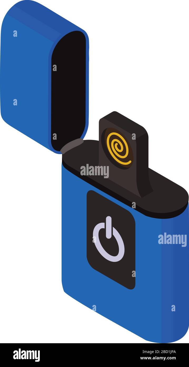 Cigarette lighter icon. Isometric of cigarette lighter vector icon for ...