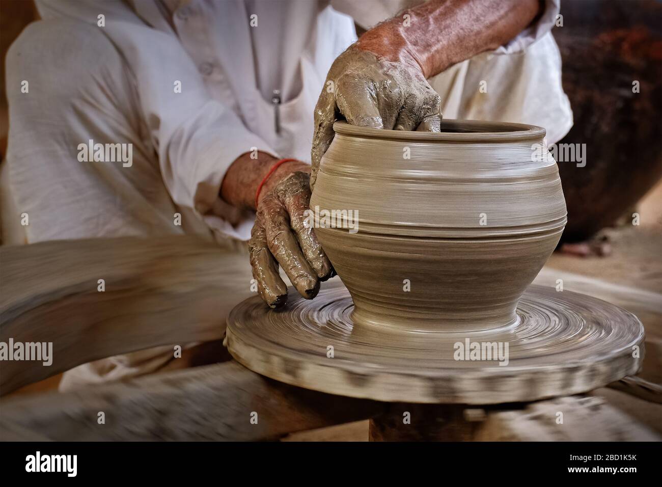 Indian potter at work, Shilpagram, Udaipur, Rajasthan, India Stock ...