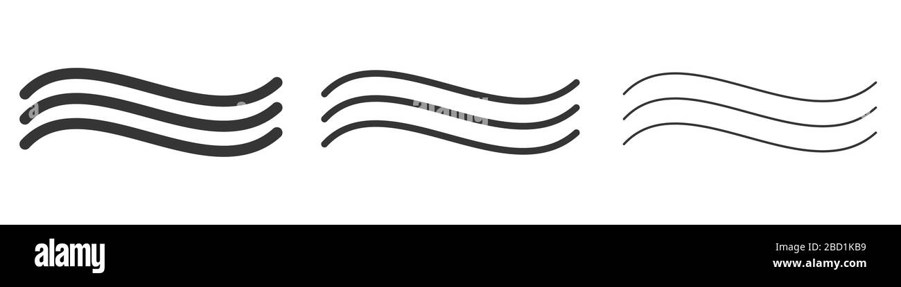 Set of thin waves. Vector illustration. Waves linear icons isolated ...