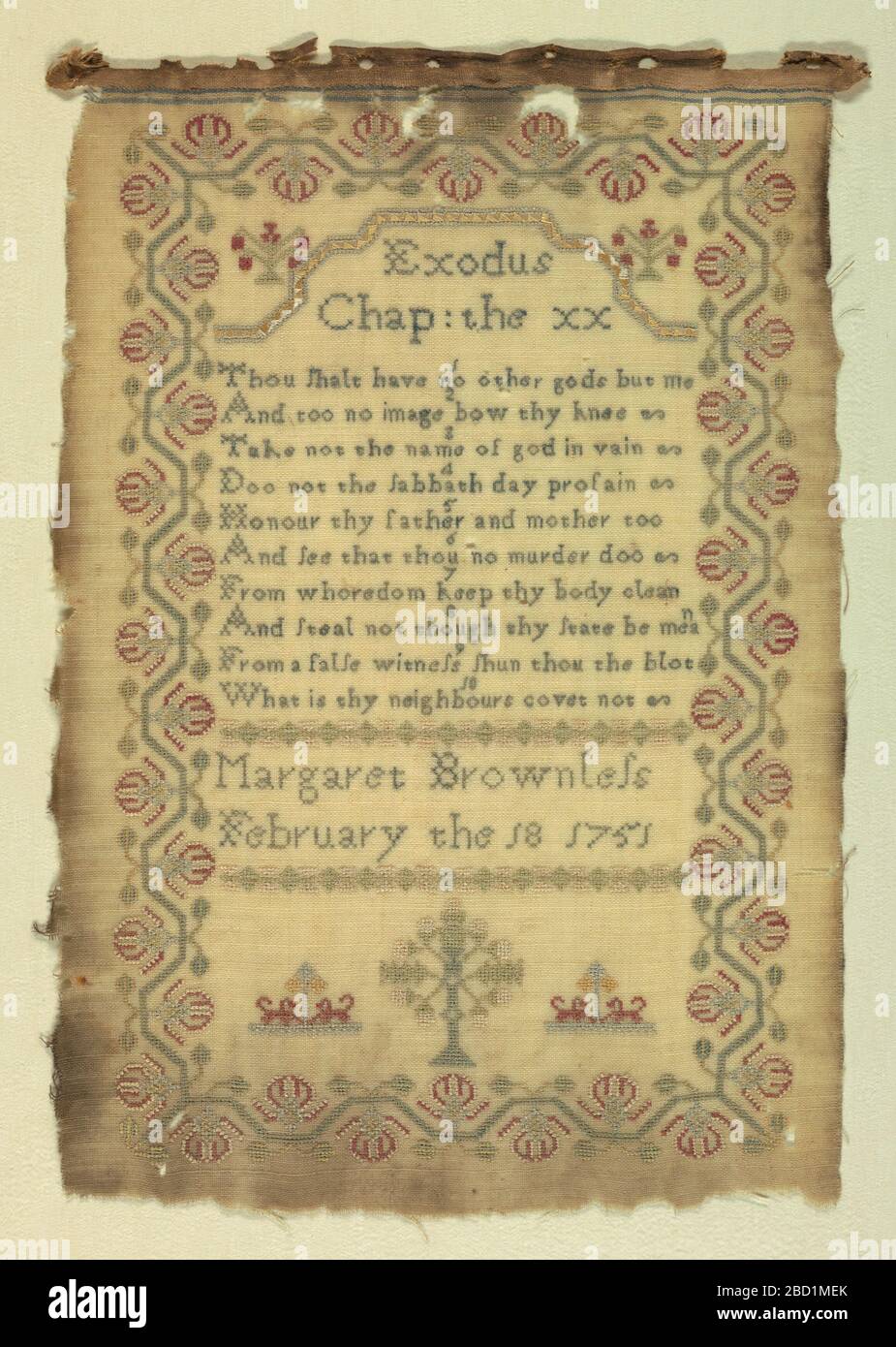 Sampler. Research in ProgressThe ten commandments followed by signature ...