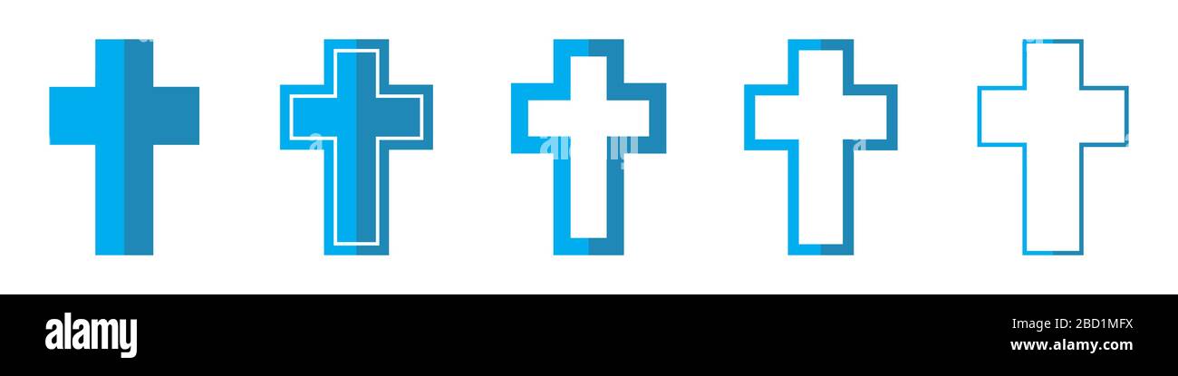 Christian Cross vector icons. Set of Christian symbols on white ...