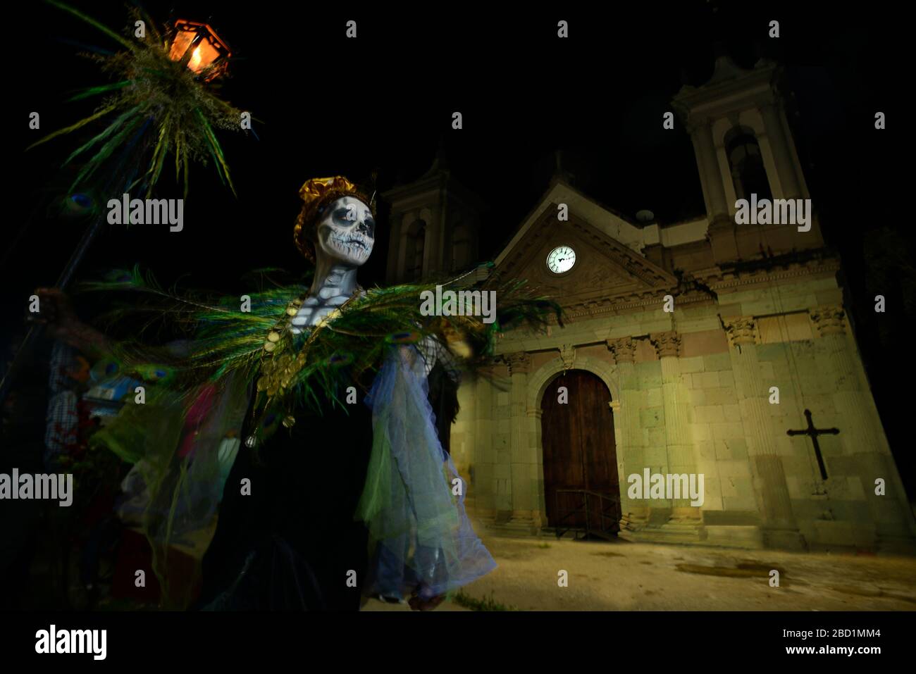 Comparsas (street dances) at the village of San Jose Etla where people ...