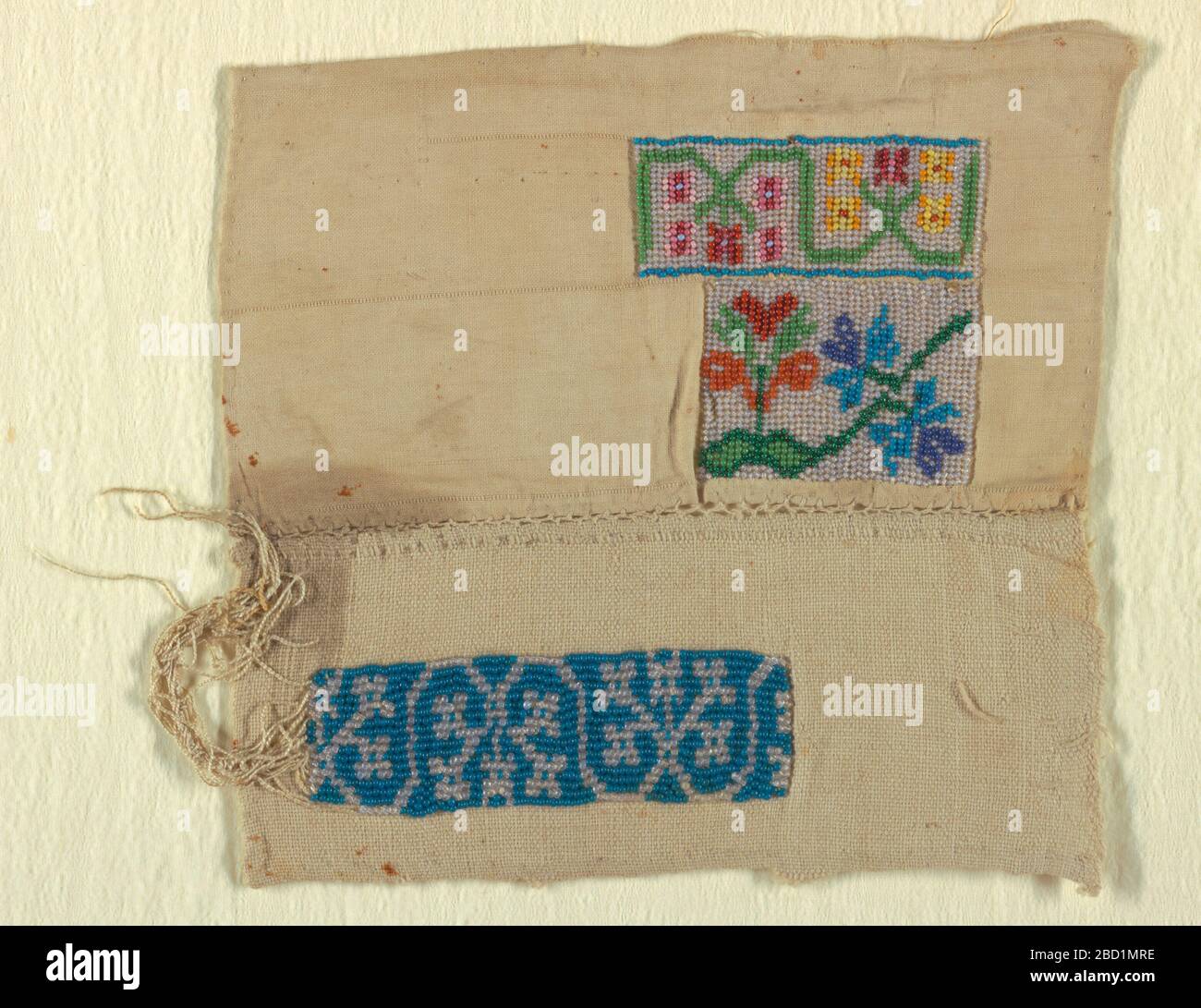 Sampler. Research in ProgressTwo small, incomplete beadwork samplers ...