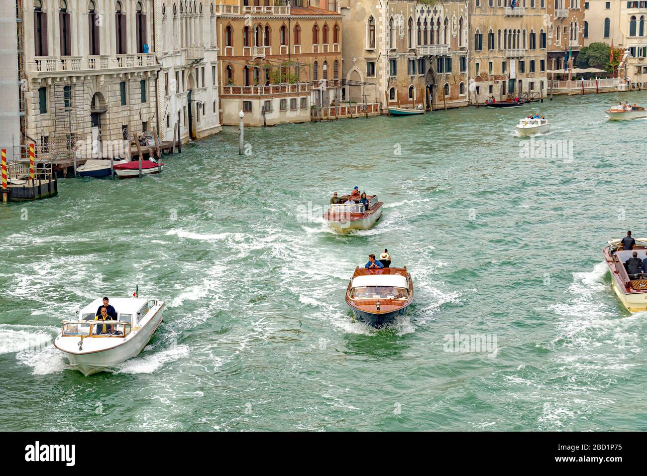 Water taxis cruising along the Grand Canal ,Venice,Italy Stock Photo ...