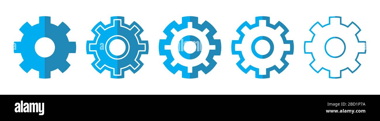 Gear vector icons. Set of Gear symbols on white background. Vector ...