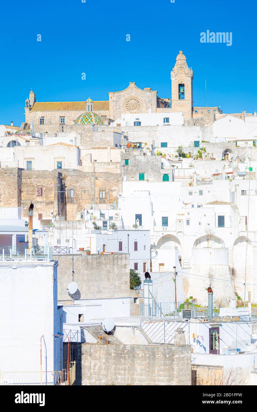 The white village of Ostuni called The White City, Ostuni, Apulia ...