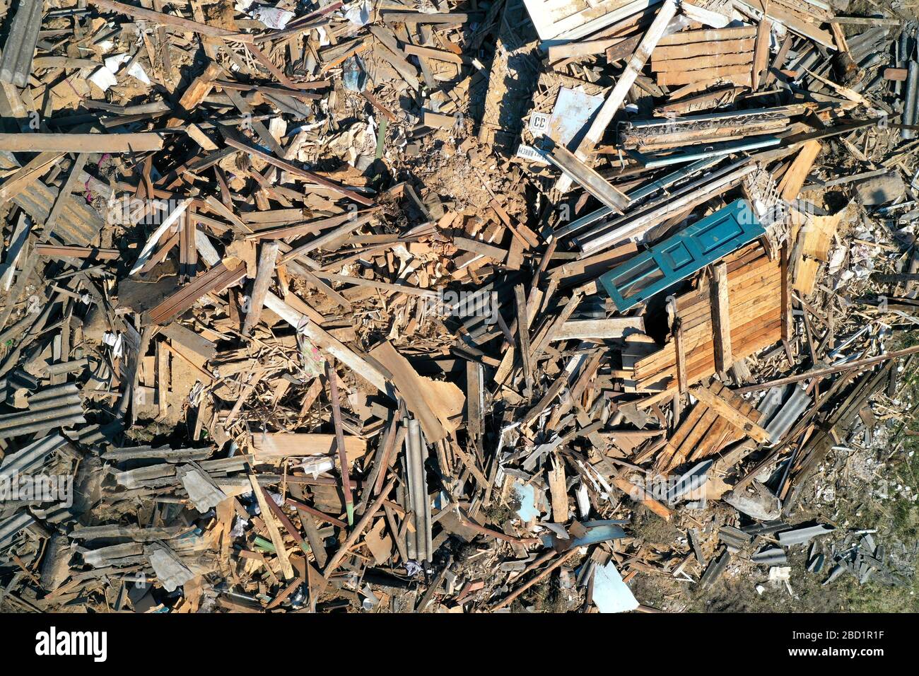 rubble after the destruction of the house top view Stock Photo - Alamy