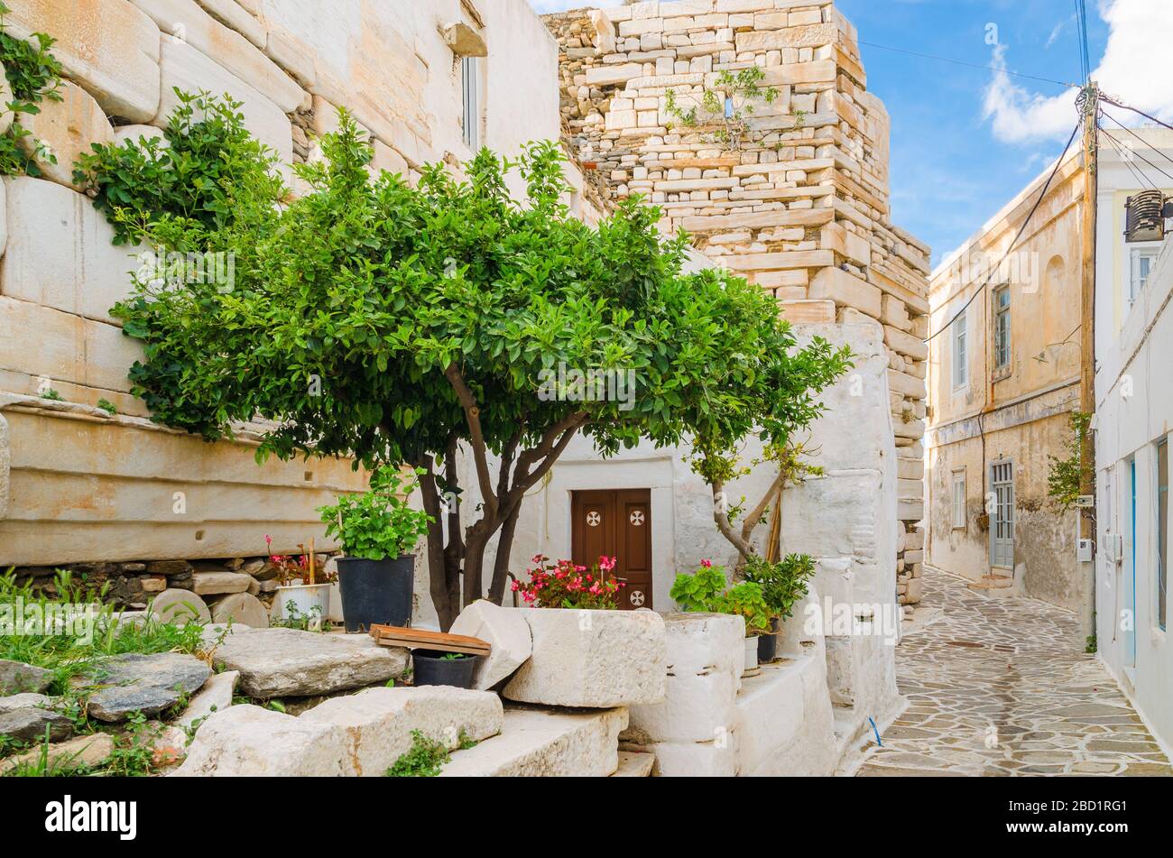 The Frankish Castle of Paros located in the village of Parikia, Greece ...