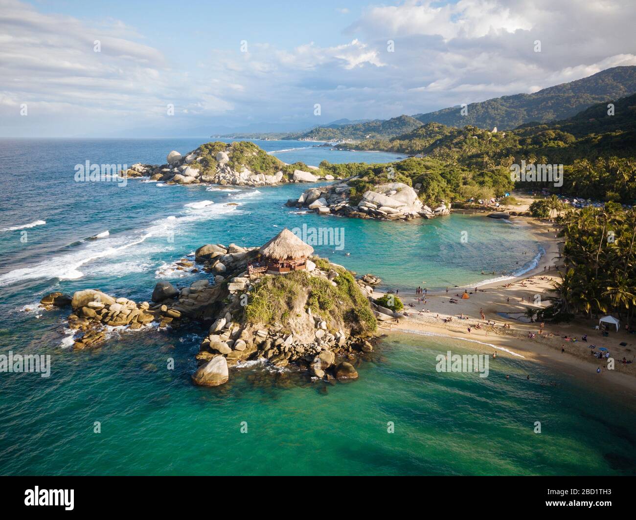 Aerial view by drone of Tayrona National Park, Magdalena Department ...