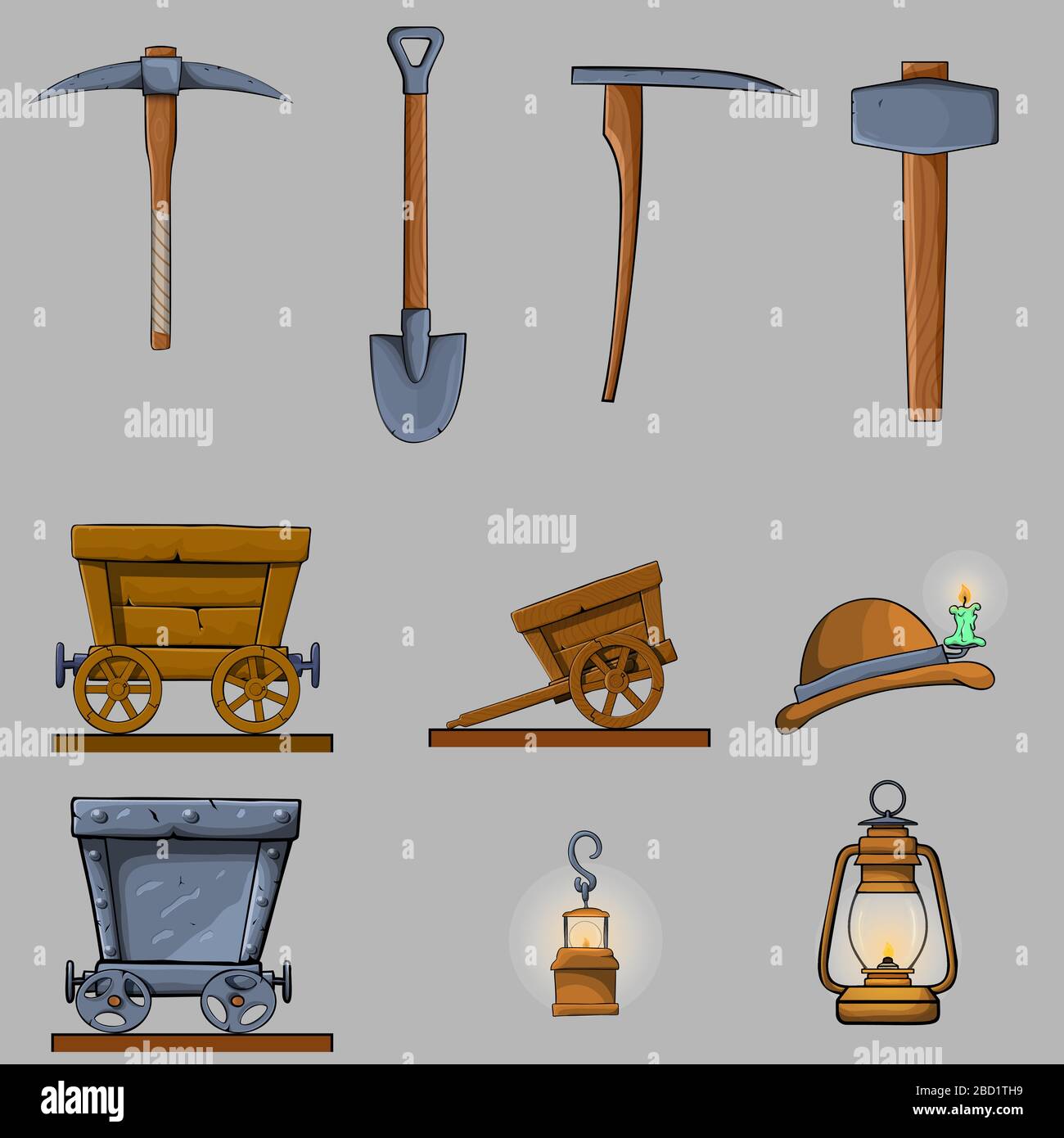 Mining items game cartoon icons set Stock Vector Image & Art - Alamy