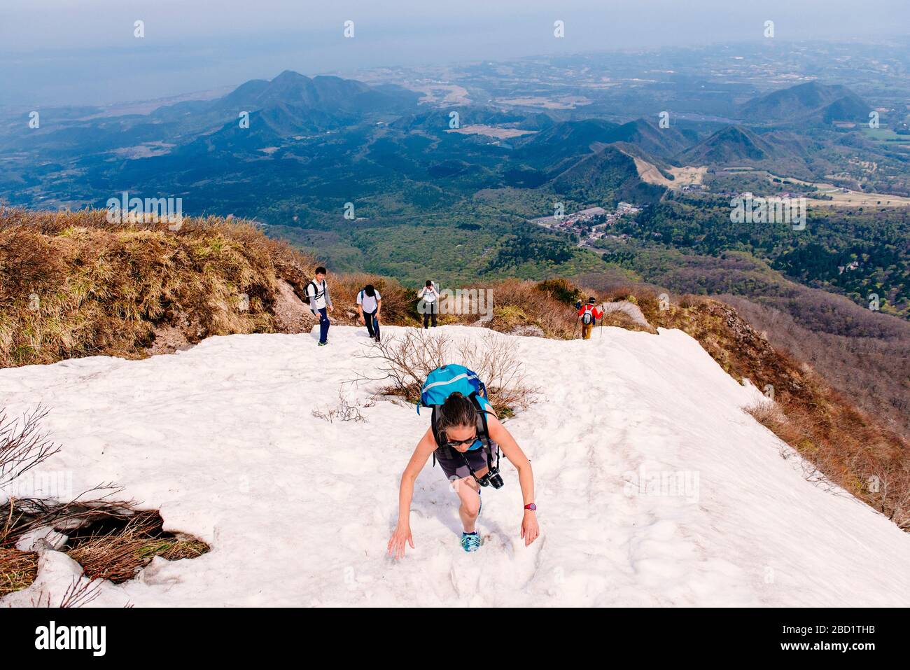 Woman hiking though snow near the top of Mt Daisen in Tottori, Japan Stock Photo - Alamy