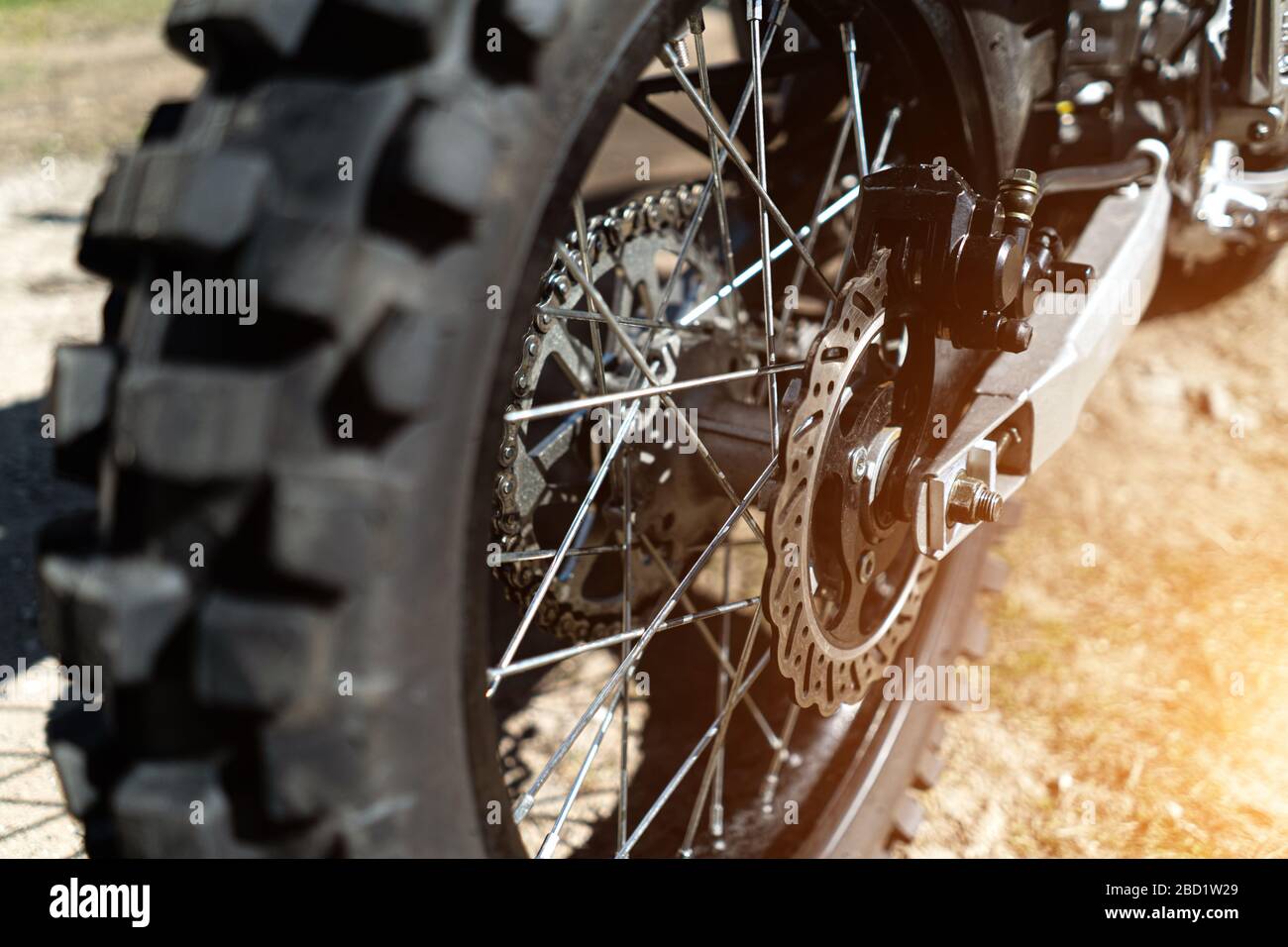 rear wheel of an Enduro motorcycle close up Stock Photo - Alamy