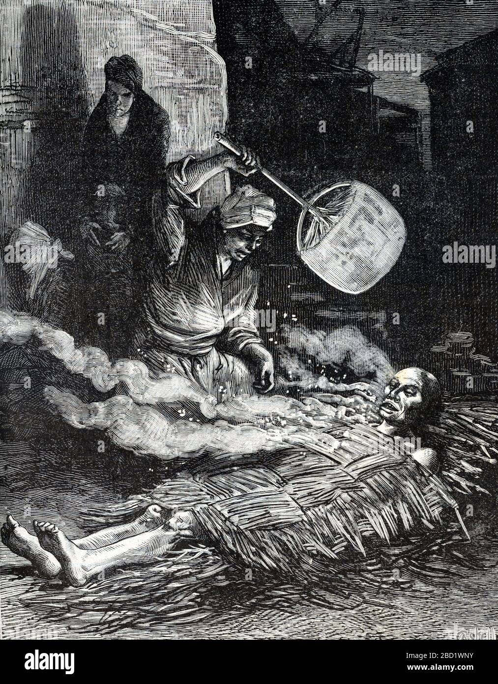 Cremation or Japanese Funeral Rites in Japan. Vintage or Old ...