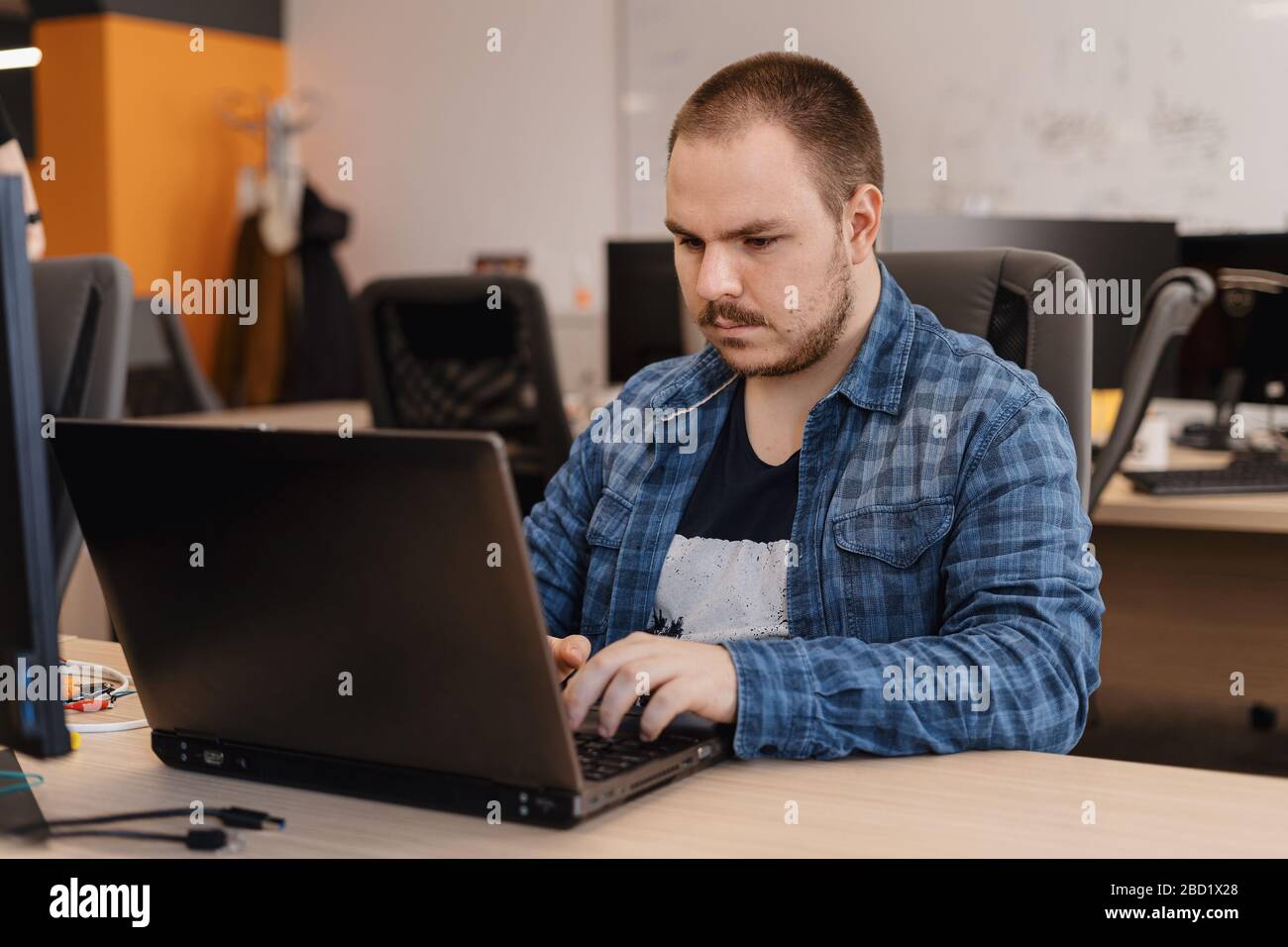 Authentic Programmer Working On Desktop Pc Programming Code Technologies Or Website Design At