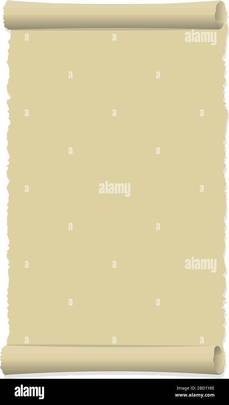Tattered old paper illustration (curled edge) / portrait Stock Vector ...
