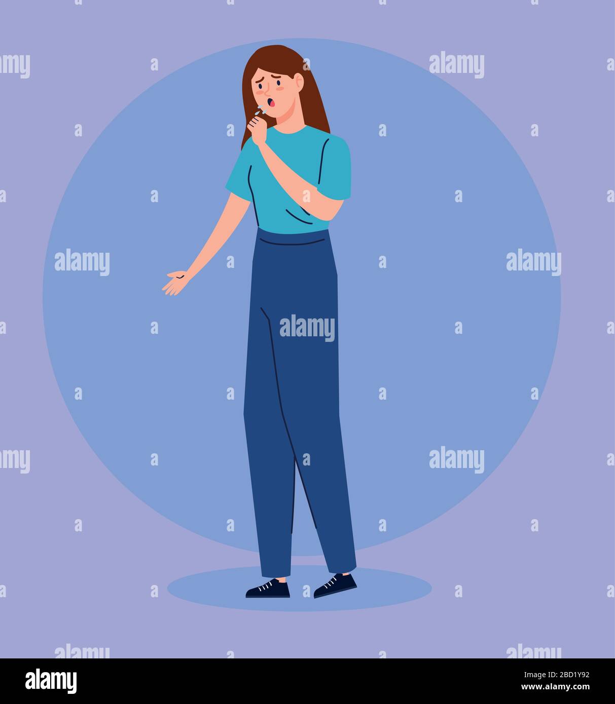 woman coughing sick avatar character Stock Vector Image & Art - Alamy