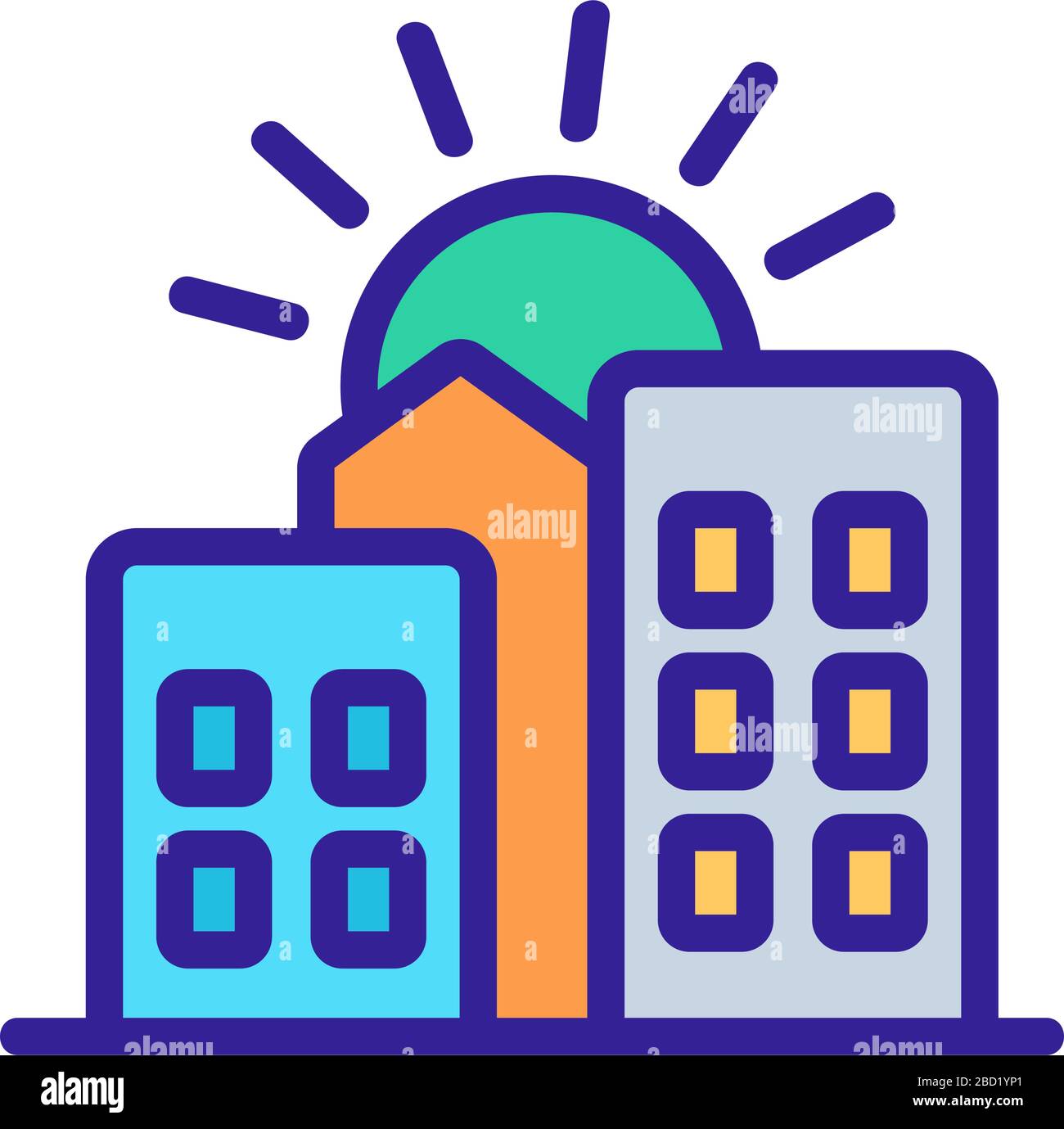 sunset city home icon vector outline illustration Stock Vector Image ...