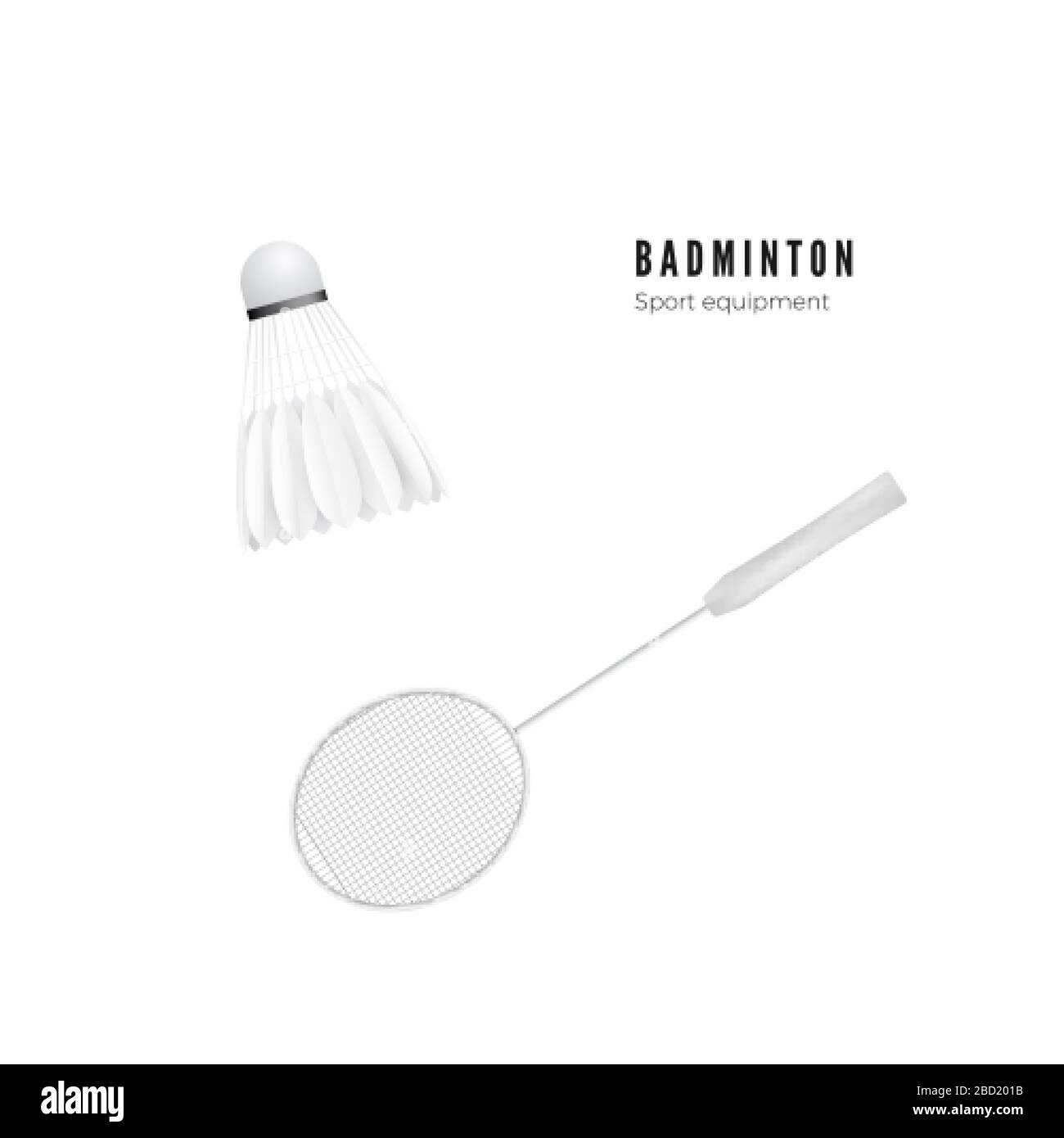 Shuttlecock and racket. Badminton - sport equipment mock up. Vector ...