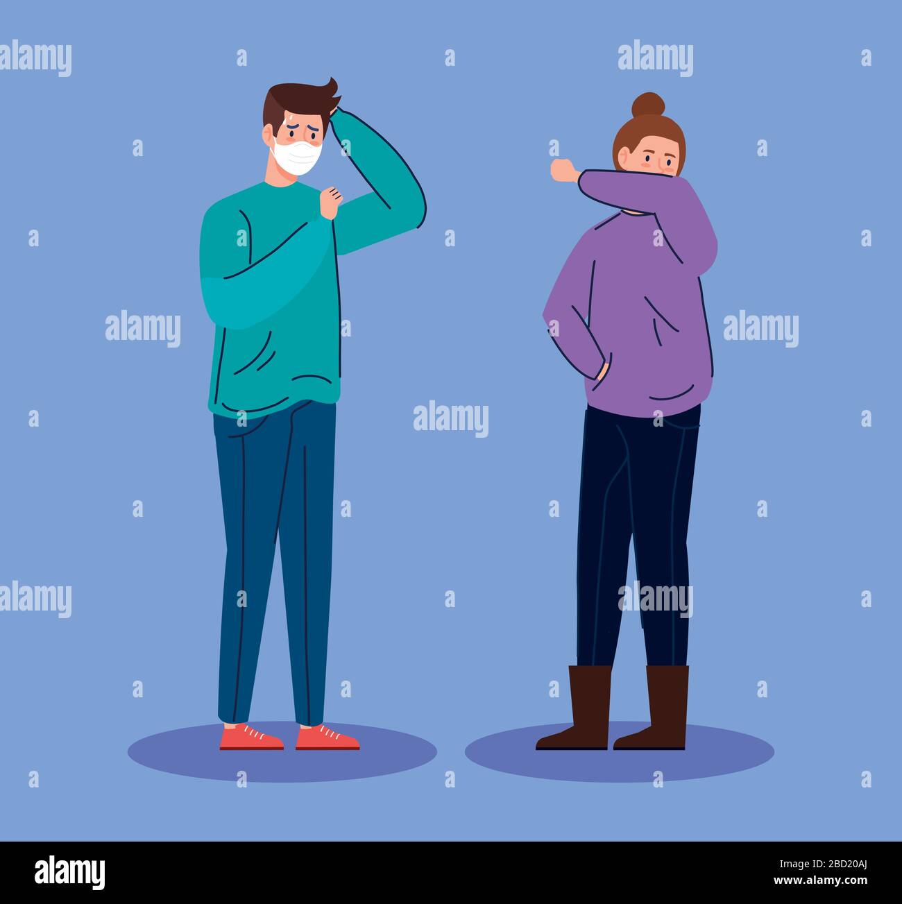 young couple sick avatar characters Stock Vector Image & Art - Alamy