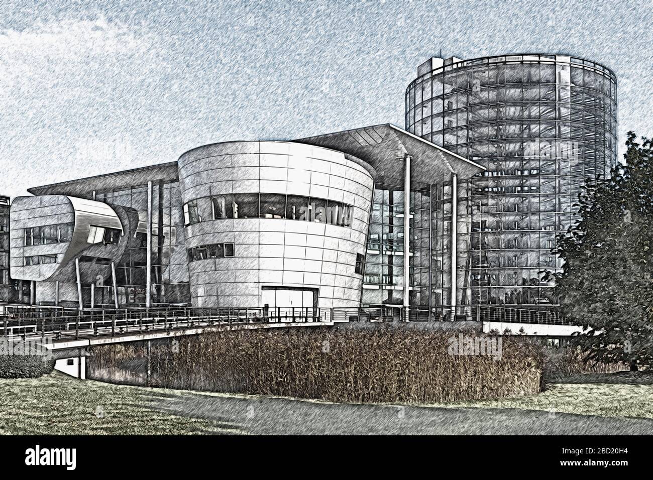 Partial view of the transparent Factory Dresden, production place of ...