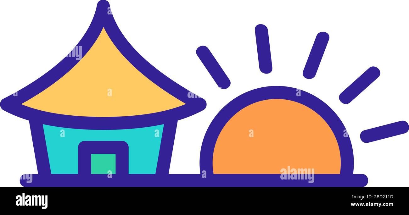 sunset house icon vector outline illustration Stock Vector Image & Art ...