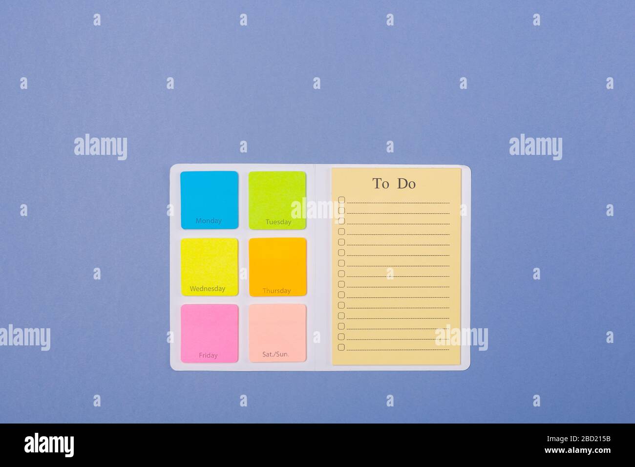 Blank To do list for the week on light purple background, flat lay ...