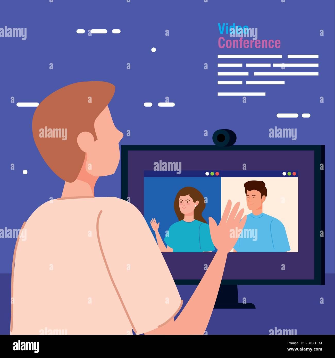 man in video conference from the computer Stock Vector Image & Art - Alamy