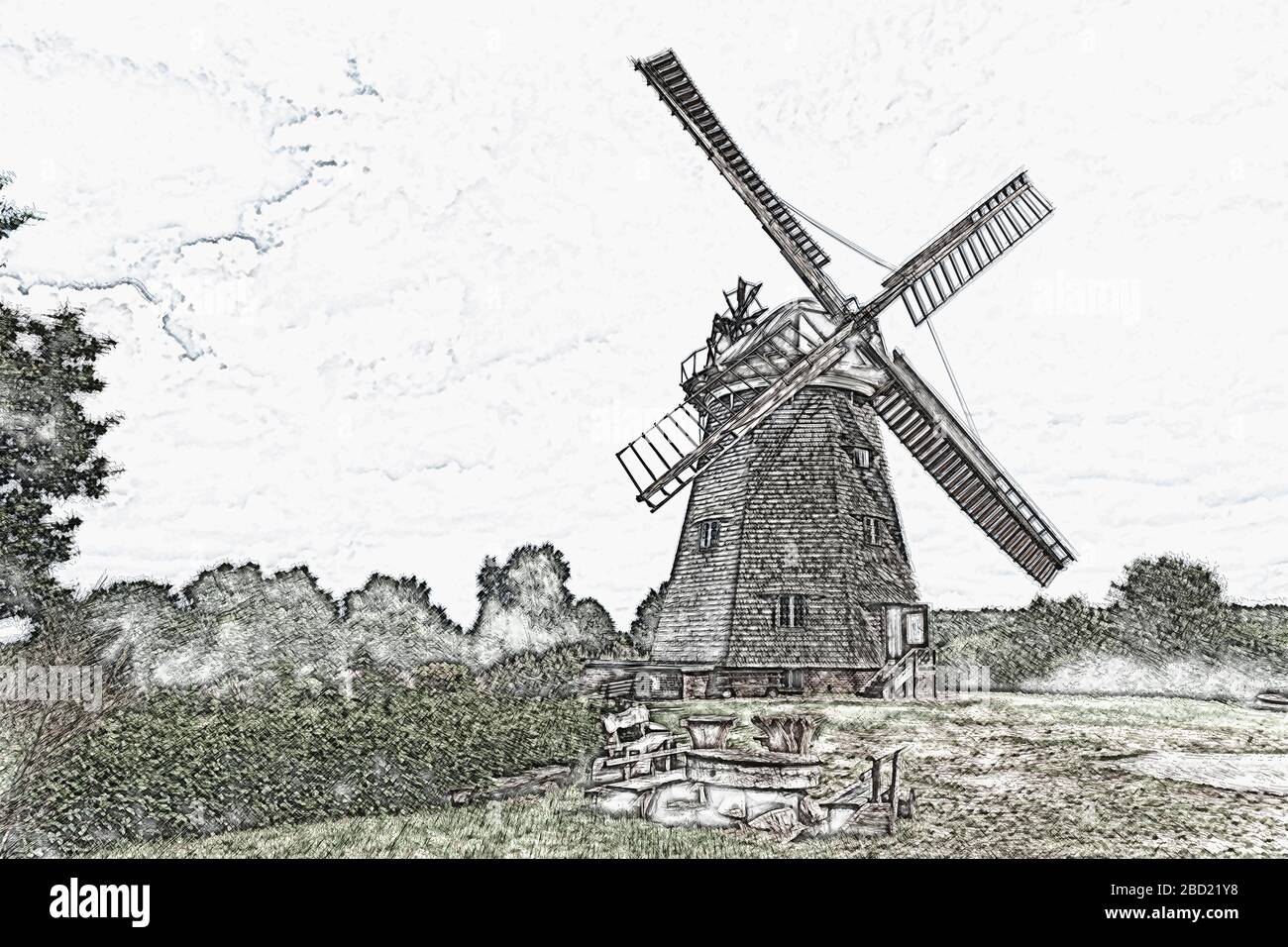 Dutch windmill from the 19th Century, Benz, Usedom Island, County ...