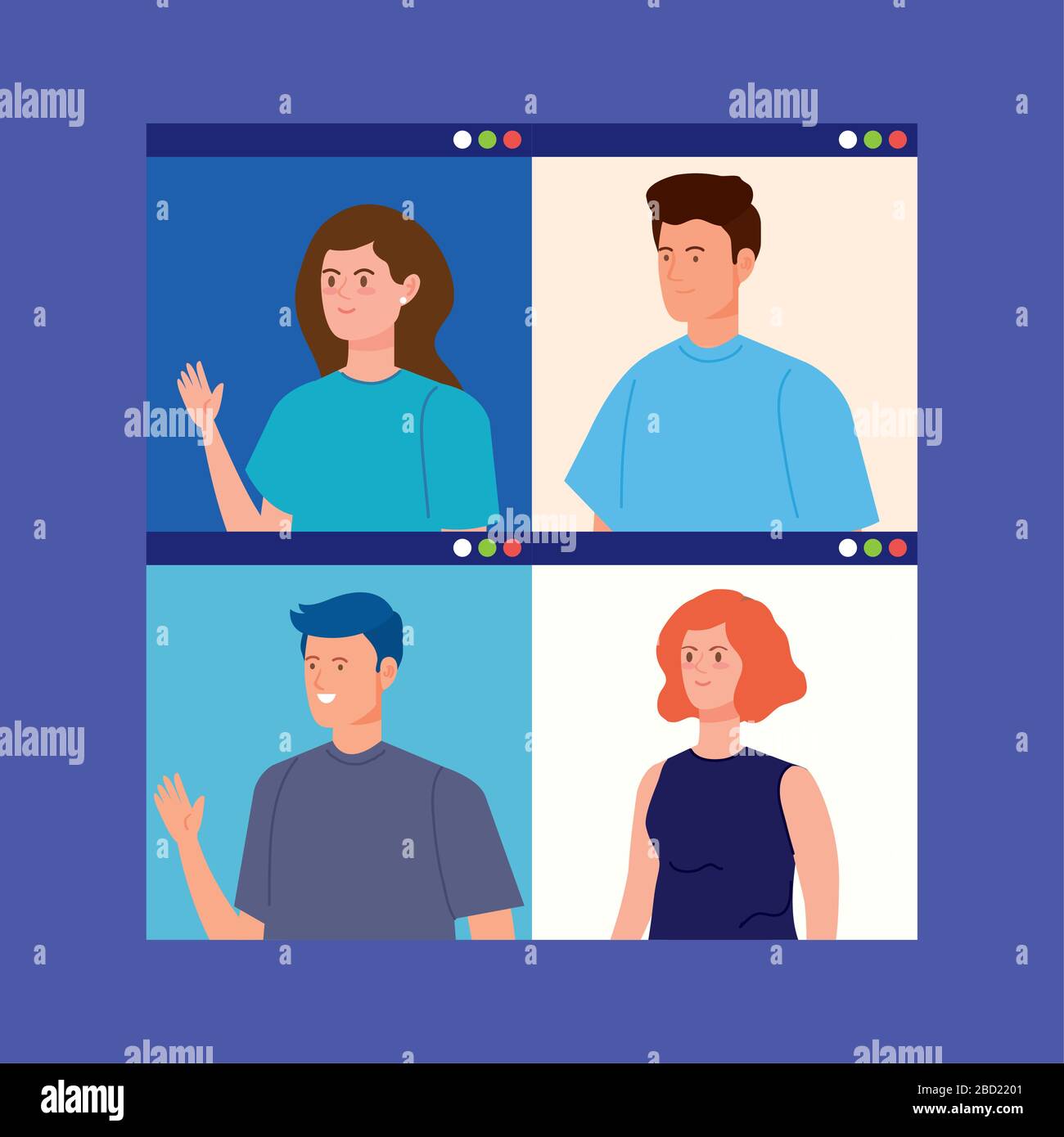 group people in video conference Stock Vector Image & Art - Alamy